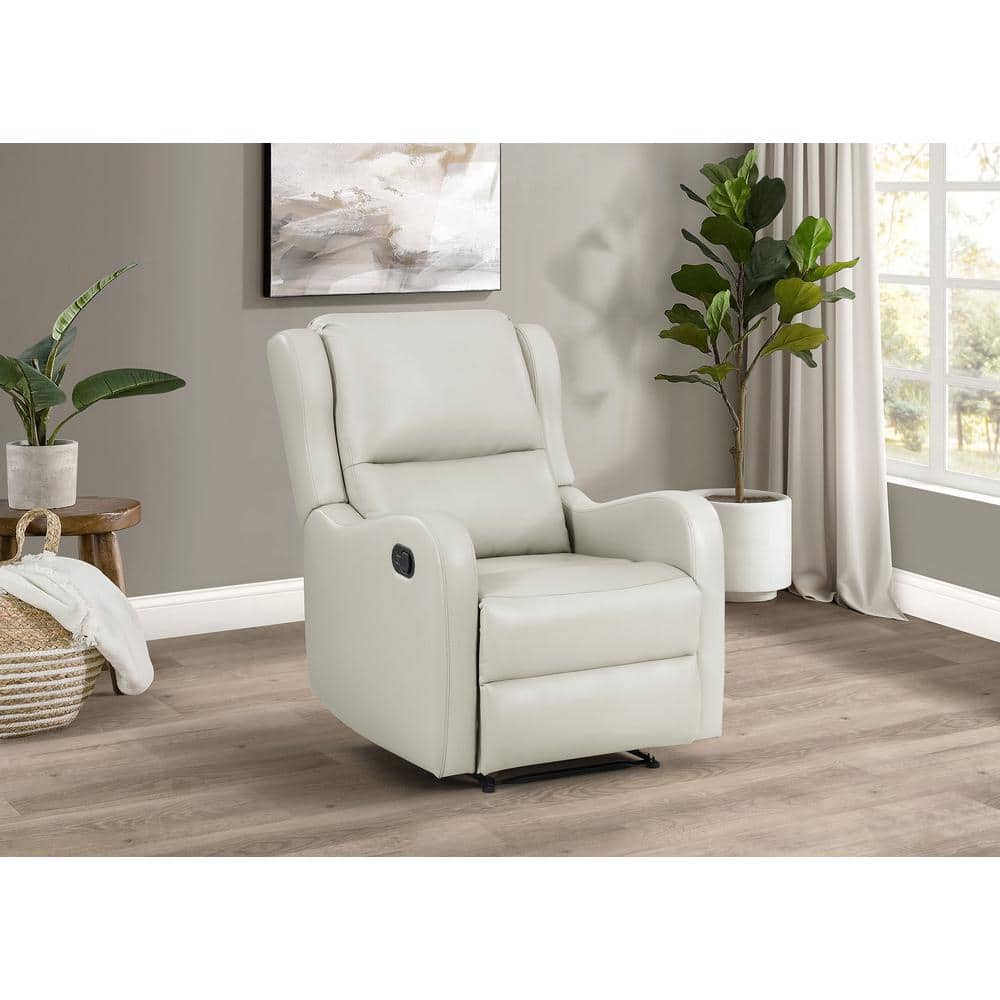 Coaster Kelsey Ivory Faux Leather Upholstered Recliner with English Arm ...
