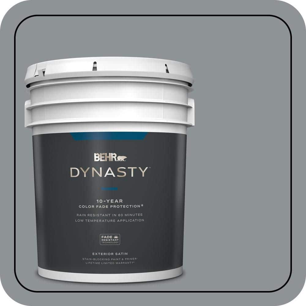 BEHR DYNASTY 5 gal. #PPU26-05 Flint Gray Satin Enamel Exterior Stain ...