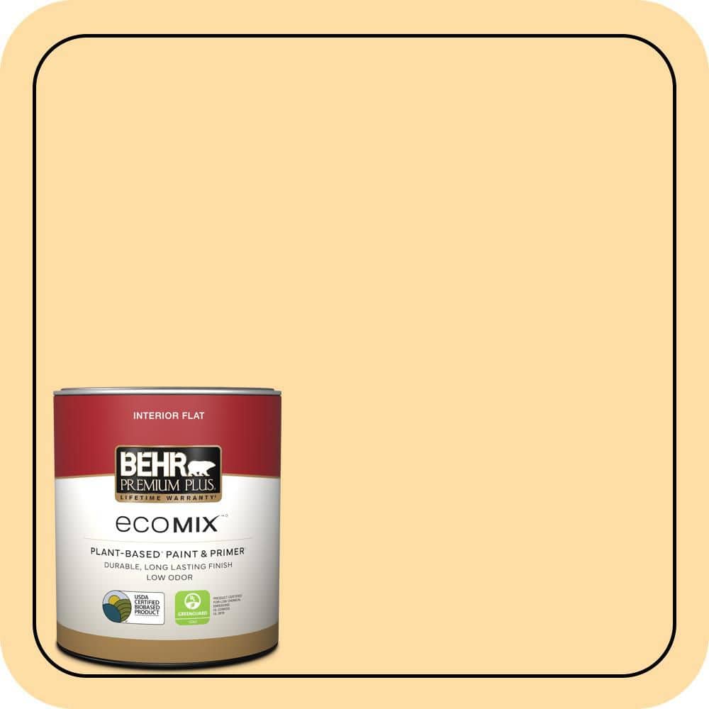 BEHR PREMIUM PLUS 1 qt. #300A-3 Melted Butter Flat EcoMix Plant-Based ...