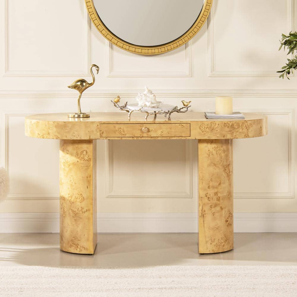 Jennifer Taylor Jesse 55.5 in. Single Drawer Storage Burl Wood Oval PC ...