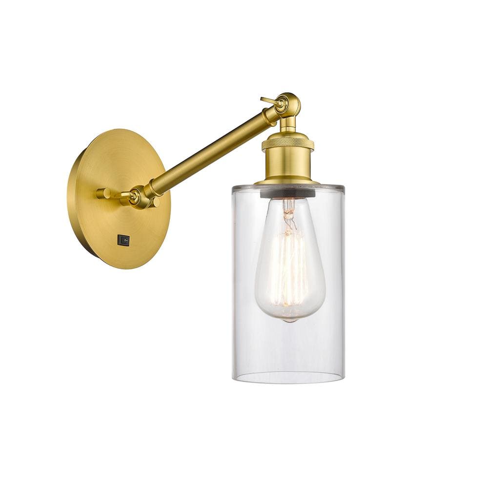 Innovations Clymer 1-Light Satin Gold, Clear Wall Sconce with Clear ...