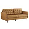 MODWAY Exalt 75 in. W Square Arm Faux Leather Gold Tan Sofa EEI-6099 ...