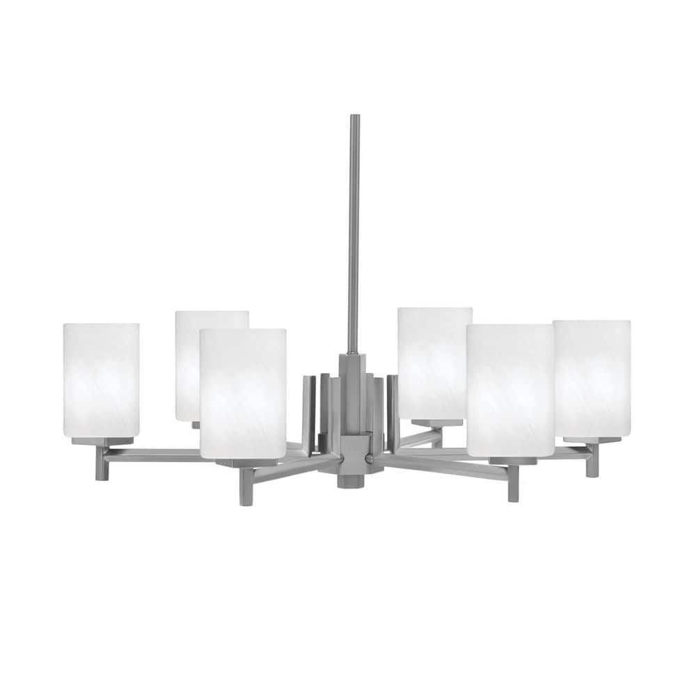 Bridgewater 28 in. 6 Light Graphite Chandelier with 4 in. White Marble ...