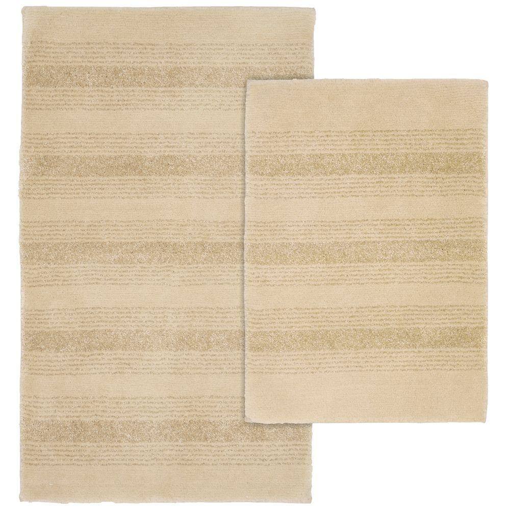 Garland Rug Essence Linen 21 in. x 34 in. Washable Bathroom 2-Piece Rug ...