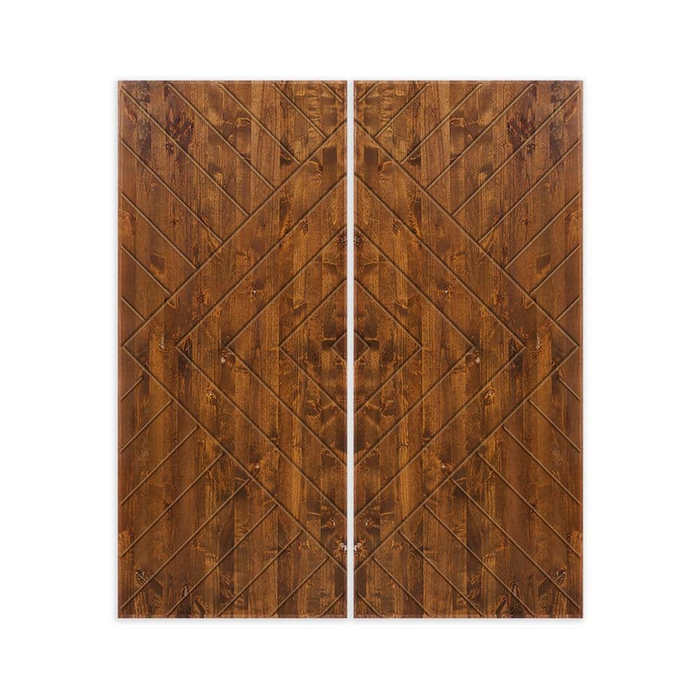 CALHOME 84 in. x 84 in. Hollow Core Walnut Stained Pine Wood Interior ...