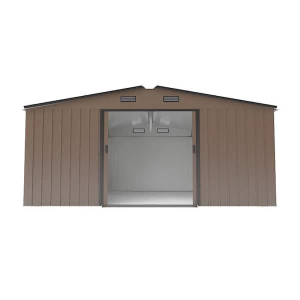 Clihome 12 ft. W x 10 ft. D Outdoor Metal Storage Shed with Hinged Door ...