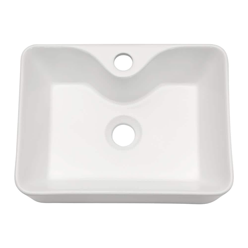 Sarlai 16 in. Bathroom Sink White Rectangular Vessel Sink with Faucet ...