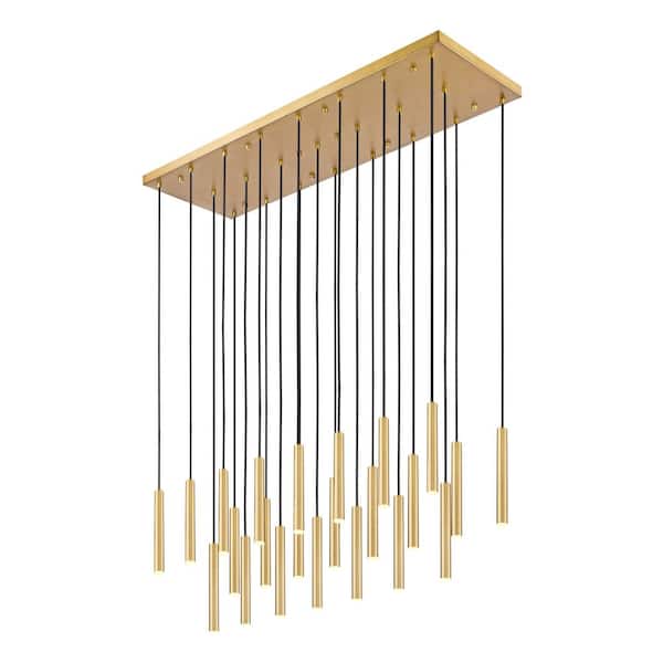 Forest 54 inch Modern Gold 23 Light Integrated LED Linear Chandelier ...