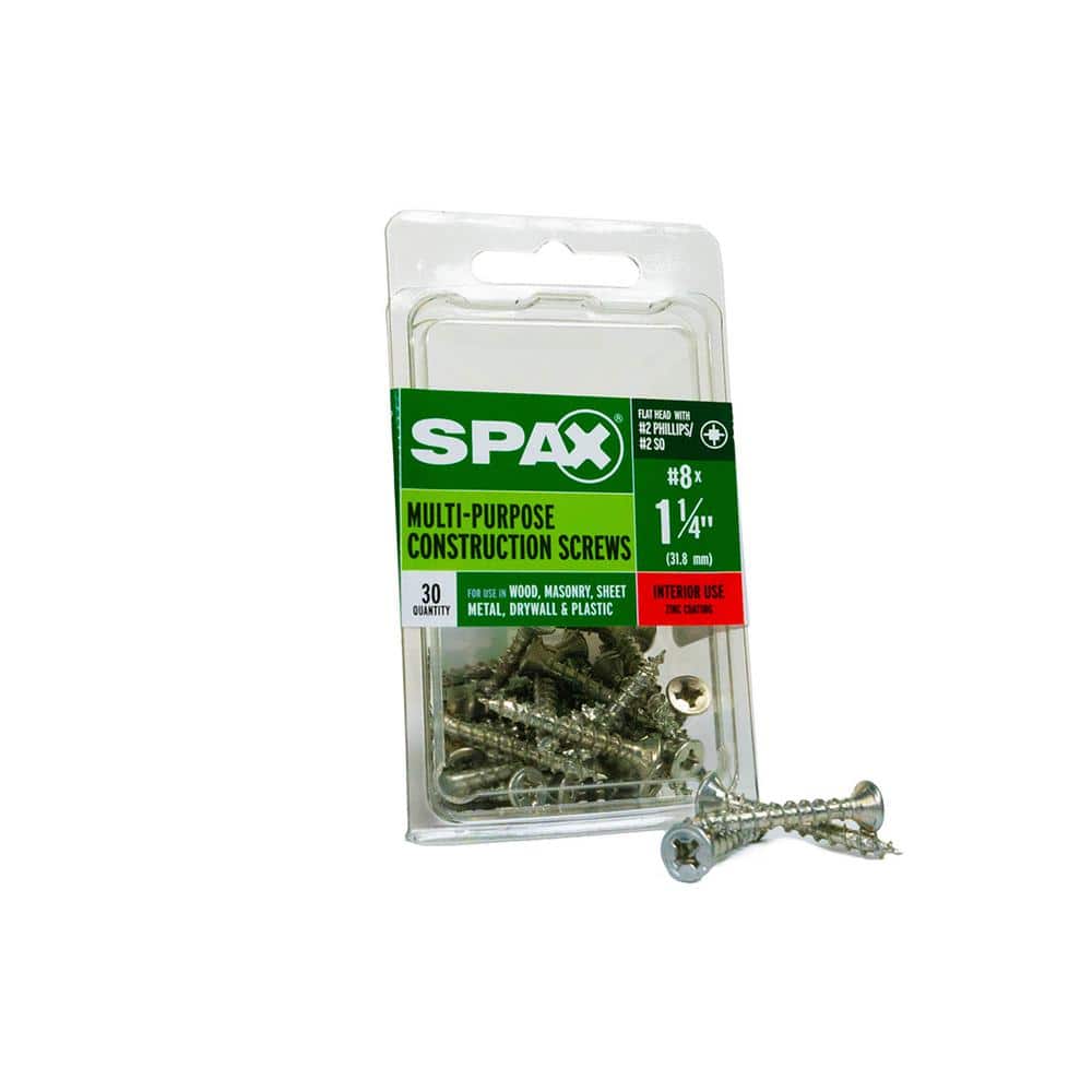 SPAX #8 x 1-1/4 in. Interior Flat Head Wood Screws Construction ...