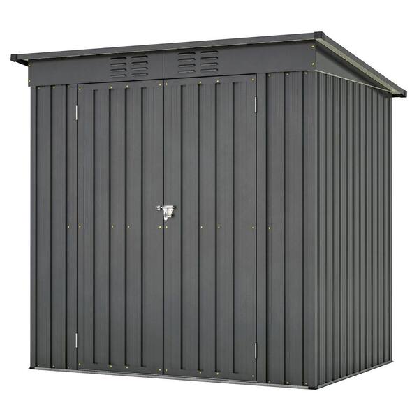 LATTOY 6 ft. W x 4 ft. D Outdoor Storage Metal Garden Shed for Backyard ...