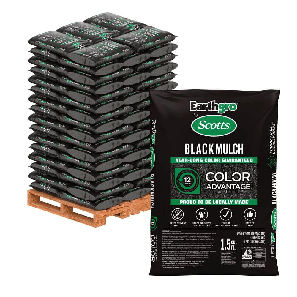 Earthgro Black Mulch Pallet 120 cu. ft. Bulk Shredded Wood Mulch for ...