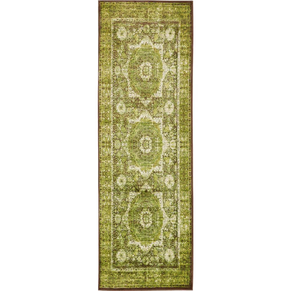 Unique Loom Imperial Lygos Green 3' 0 x 9' 10 Runner Rug 3135001 - The ...