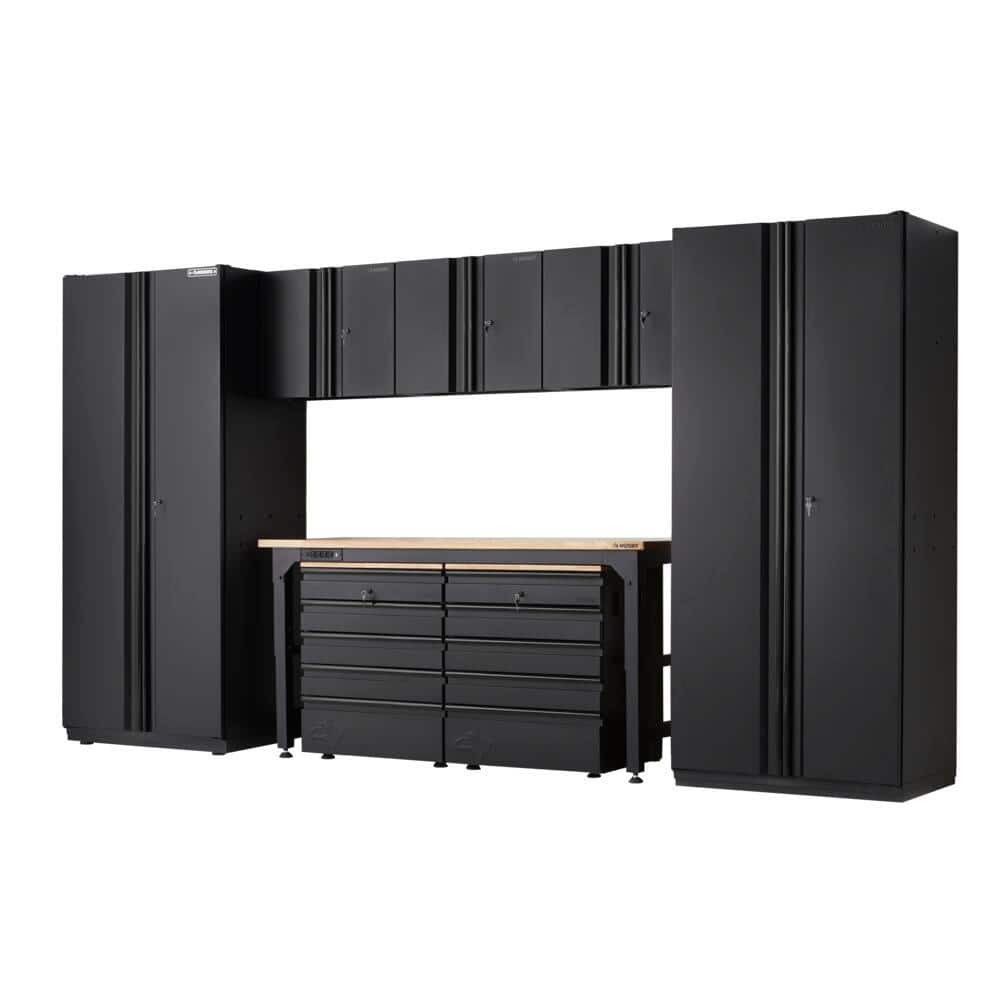 Husky 8-Piece Heavy Duty Welded Steel Garage Storage System in Black ...