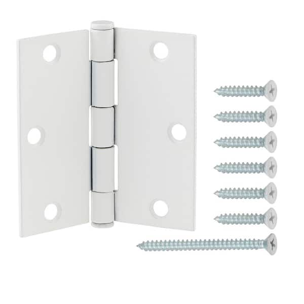 Everbilt 3-1/2 in. Square Radius White Squeak-Free Door Butt Hinge ...