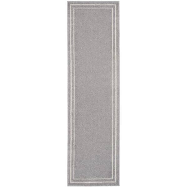 Nourison Essentials Grey/Ivory 2 ft. x 8 ft. Kitchen Runner Solid ...