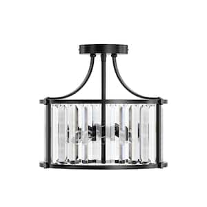 Easylite Kristella 12.5 in. 3-Light Black Semi-Flush Mount 31820-HBT ...