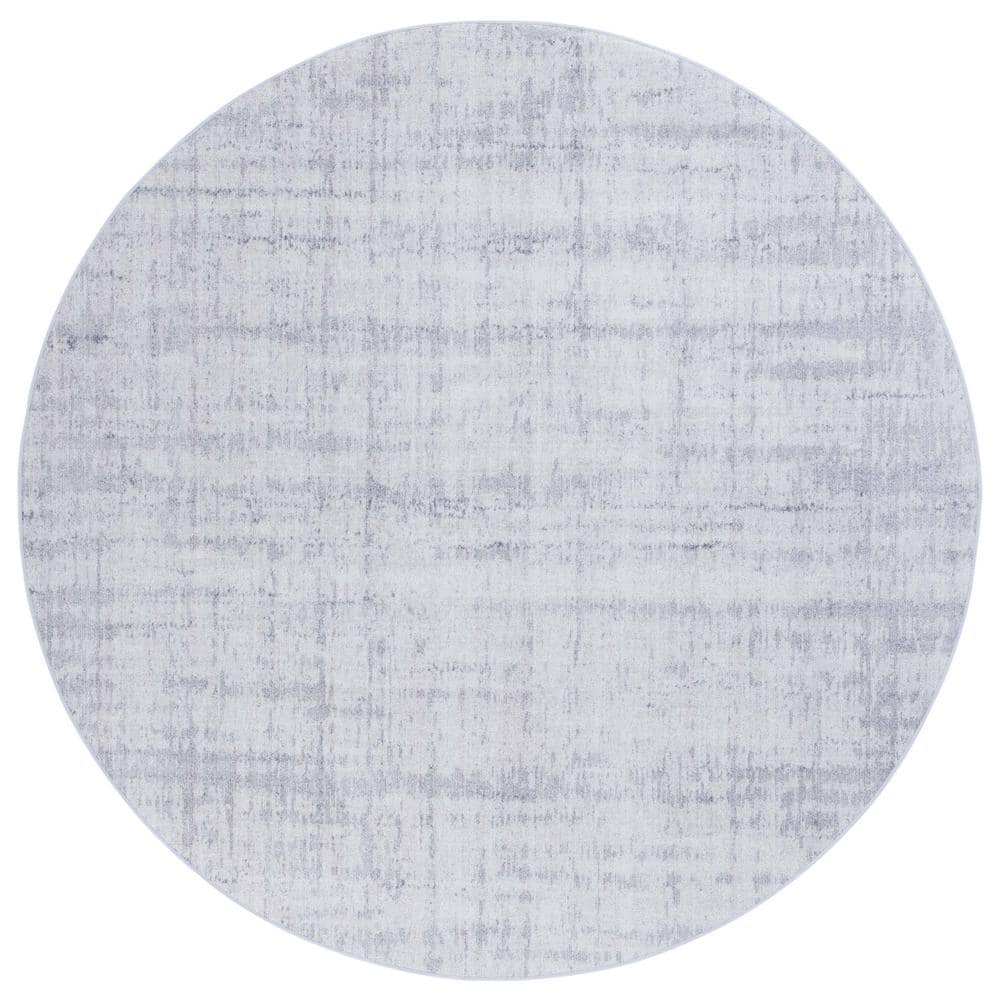 SAFAVIEH Tacoma Light Gray/Gray 6 ft. x 6 ft. Solid Plaid Round Area ...