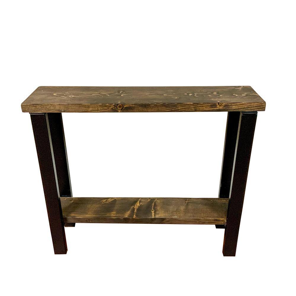 Del Hutson Designs 37 in. Small Dark Walnut Rectangle Wood Console ...