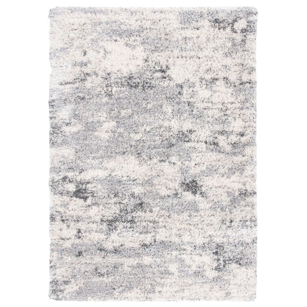 SAFAVIEH Berber Shag 5 ft. x 8 ft. Ivory/Gray Distressed Abstract Area ...