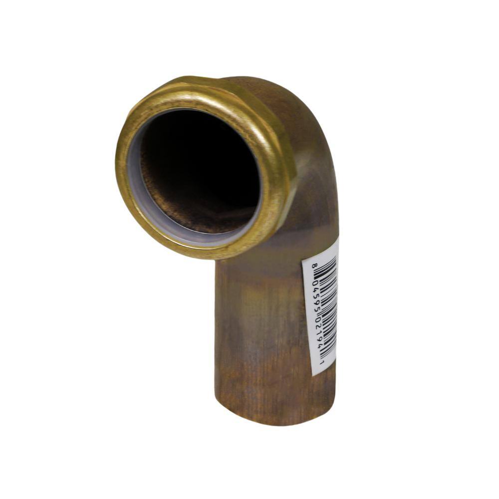 PLUMBFLEX 1-1/2 in. x 8 in. 20-Gauge Brass Slip Joint Waste Bend for ...