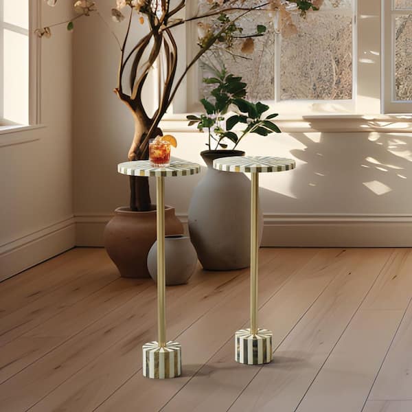 OSP Home Furnishings Mosaic 10 in. Resing Grey and White Swirl Top ...