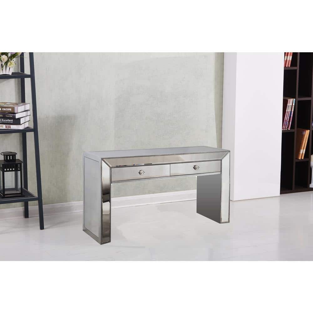 Best Master Furniture Winney 56 in. Silver Rectangle Wood Console Table ...