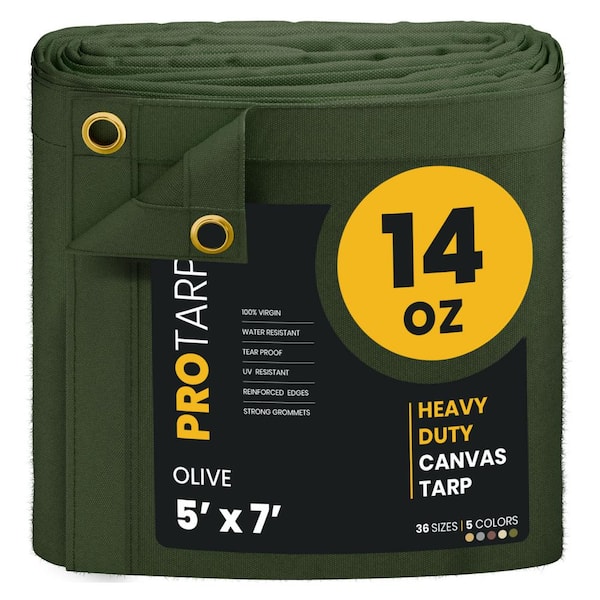 PROTARP Heavy Duty 14 Oz. Water Resistant Canvas Tarp, UV Resistant ...