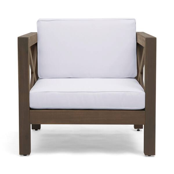 TIRAMISUBEST White Wood Outdoor Lounge Chair with Cushion Guard (1-Pack ...
