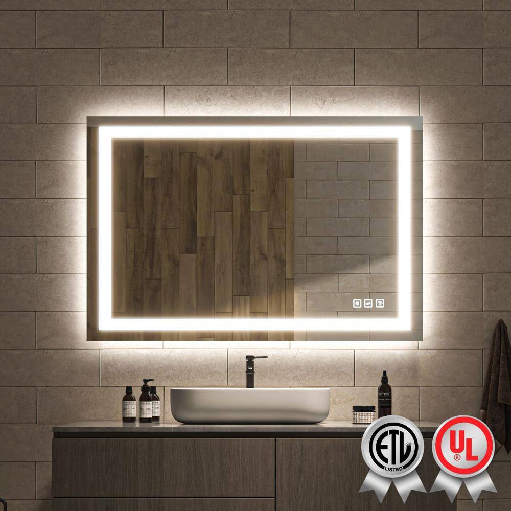 waterpar 48 in. W x 32 in. H Rectangular Frameless Wall Bathroom Vanity ...