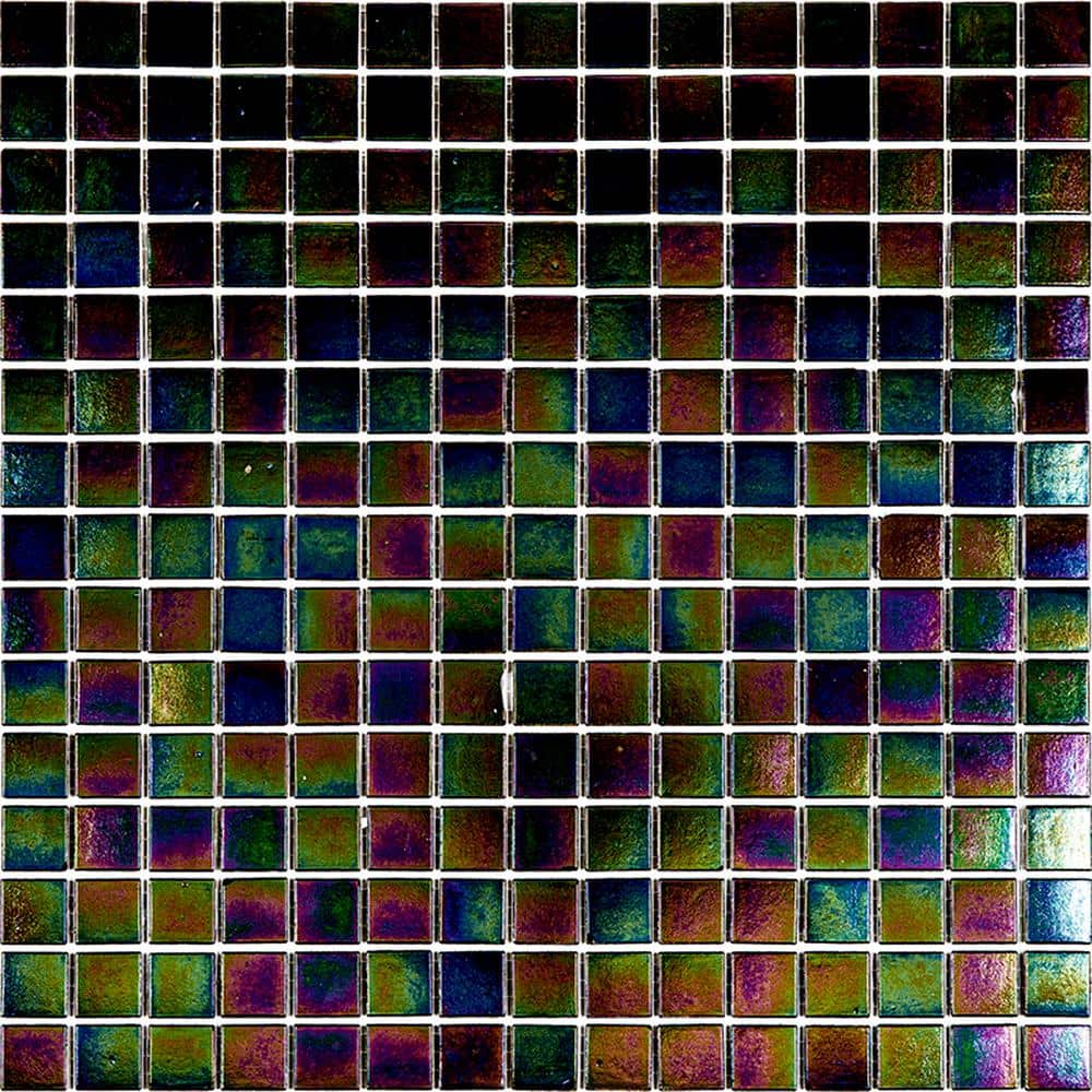 Apollo Tile Nacreous 12 in. x 12 in. Glossy Multicolor Glass Mosaic ...