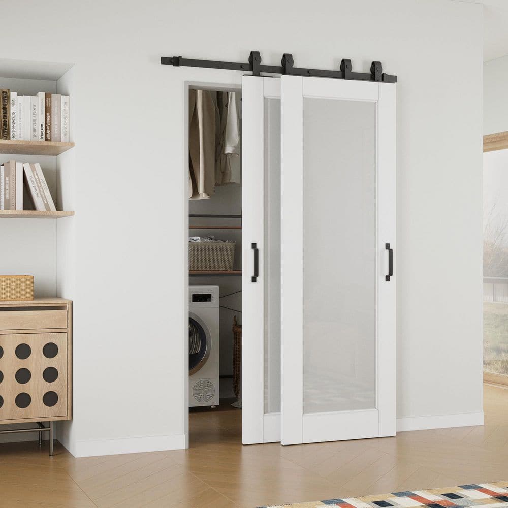EH PUERTA 48 in. x 80 in. (Double 28 in.) 1-Lite Frosted Glass White ...