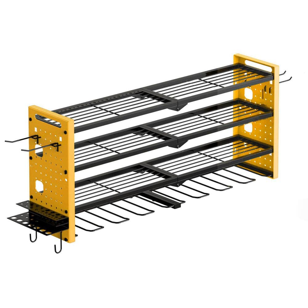 HAUSOURCE 16.5 in. Yellow Steel 4-Tier Power Tool Organizer Shelving ...