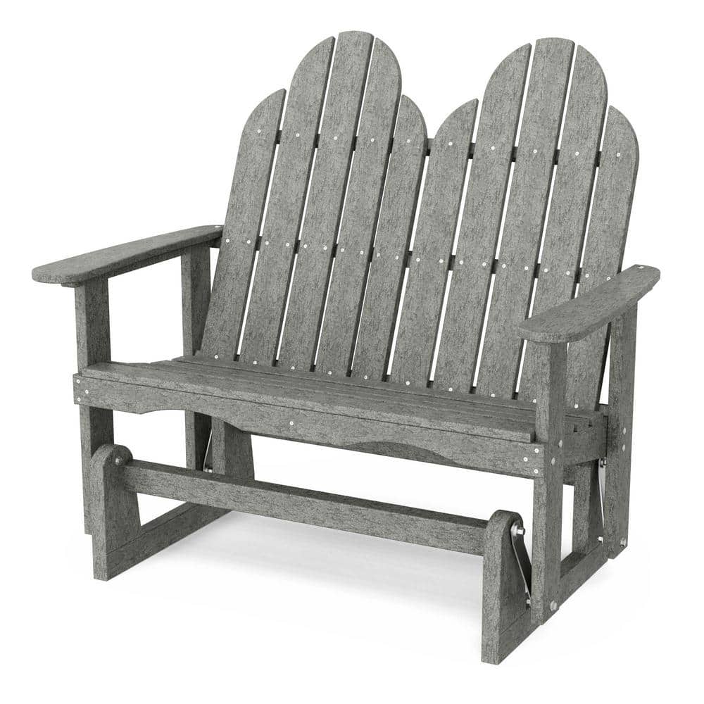 Wildridge Classic 2-Person Dark Gray Plastic Outdoor Adirondack Glider ...