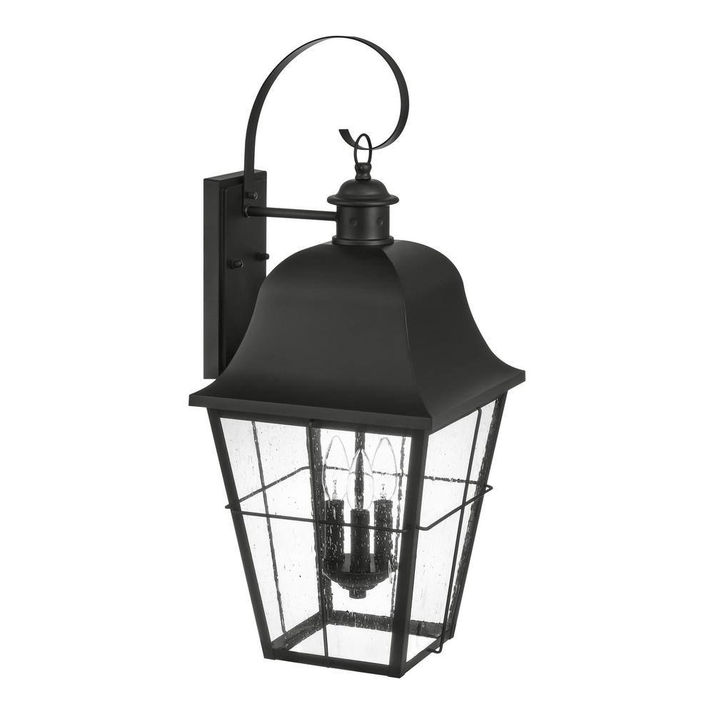 Hampton Bay Warwick 28 in. Matte Black Finish Hardwired Outdoor Wall ...