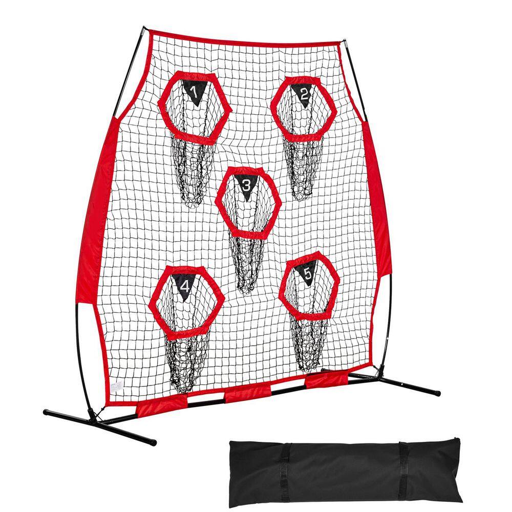 SKYSHALO 6 x 6 ft. Football Trainer Net with 5 Target Pockets, Knotless ...