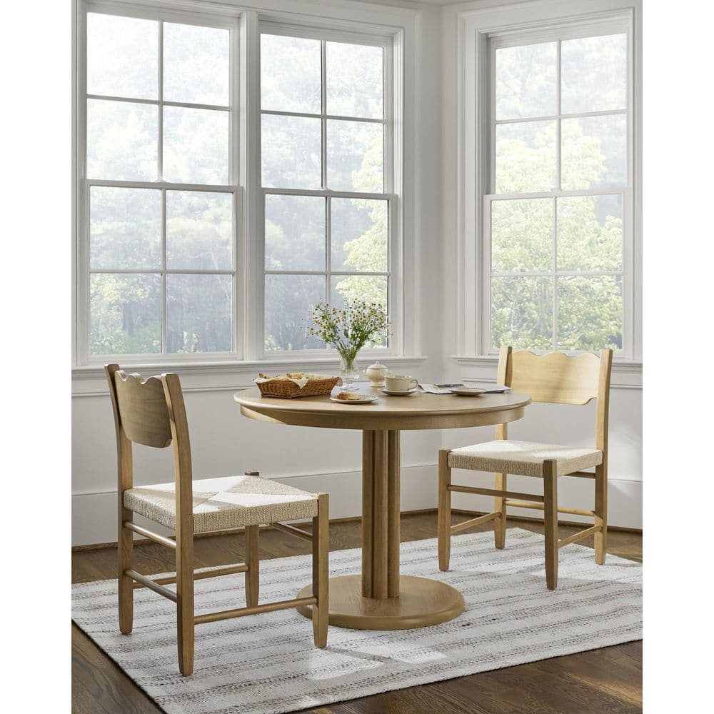 Livabliss Becki Owens Scalloped Arista Wood Pedestal Dining Table, Tan ...