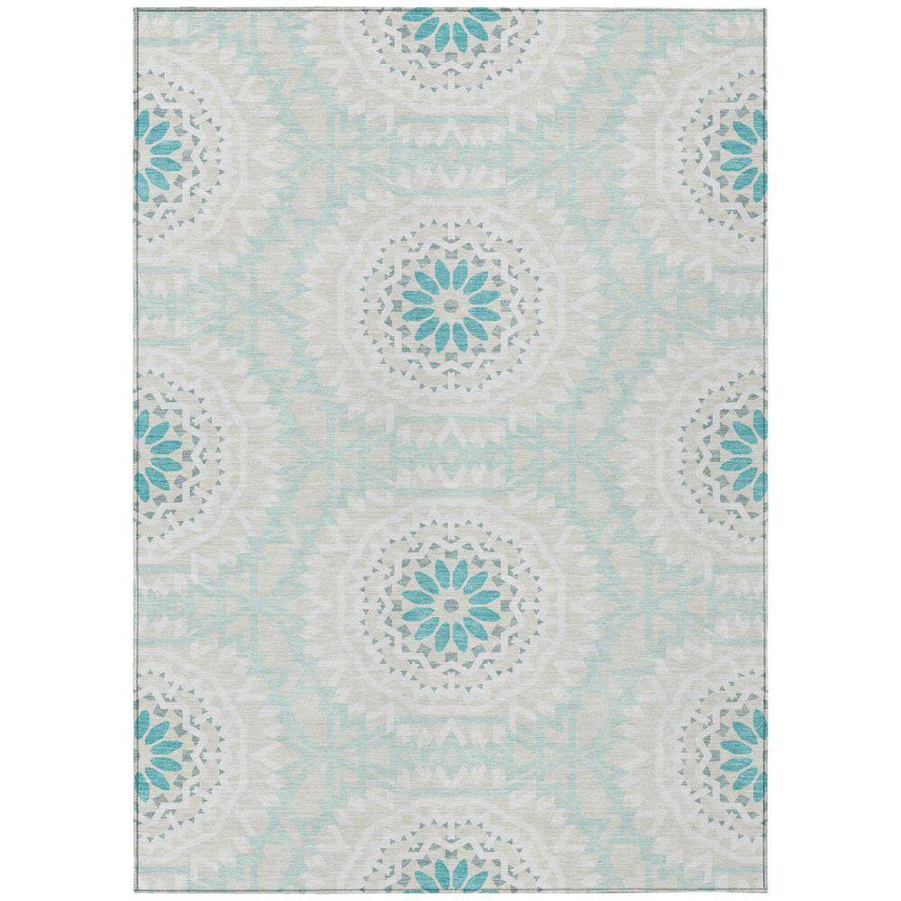 HomeRoots Teal Blue, Beige, Ivory 3 ft. x 5 ft. Woven Floral, Medallion ...
