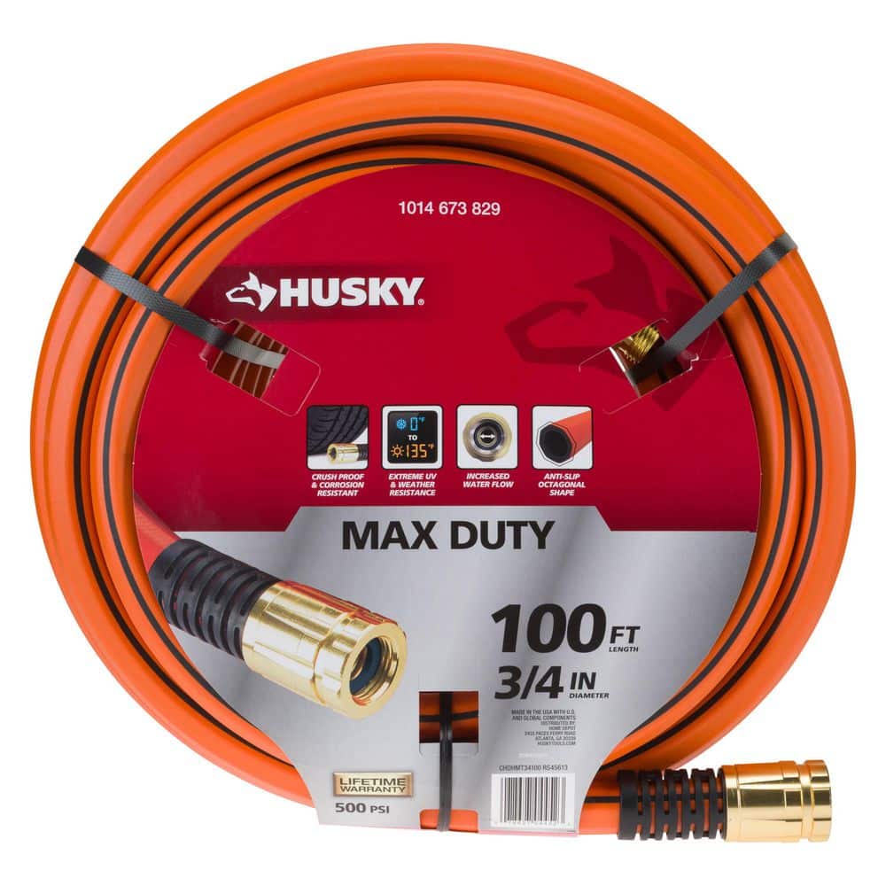 Husky 3/4 in. Dia x 100 ft. Husky Max Duty Garden Hose CHDHMT34100 ...