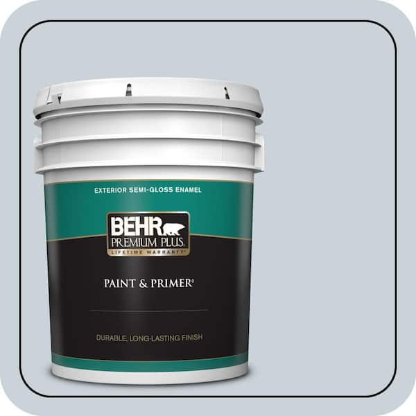 BEHR PREMIUM PLUS 5 gal. #N480-1 Light Drizzle Semi-Gloss Enamel ...