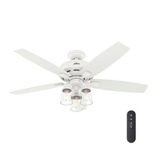 Hunter Bennett 52 in. LED Indoor Brushed Nickel Ceiling Fan with 3 ...