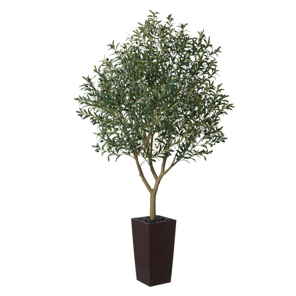 DR.Planzen 8ft.Artificial Olive Tree Indoor/Outdoor,UV-Resistant Multi-Branched Trunk,Faux ...
