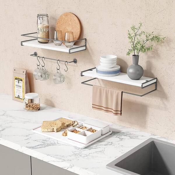 Cubilan 15.7 in. W x 6 in. D White Wood Composite Decorative Wall Shelf Set of 2 0BBQR9YR4