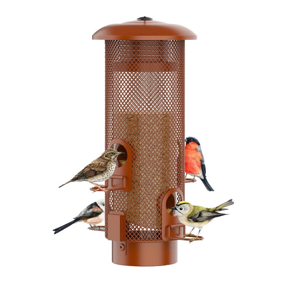 ITOPFOX Weatherproof Red Metal Squirrel Guard Hanging Wild Bird Seed ...