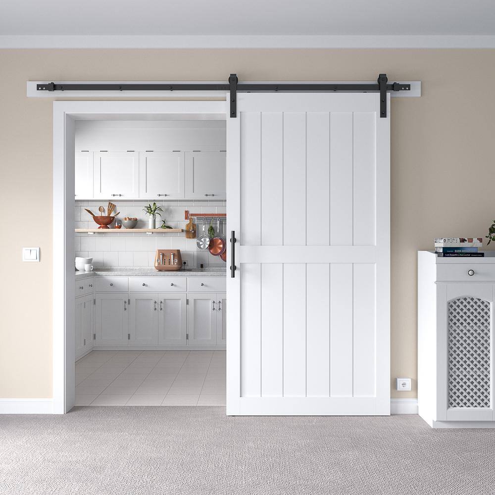 SANDING 42 in. x 84 in. MDF Sliding Door with Hardware Kit, Covered ...