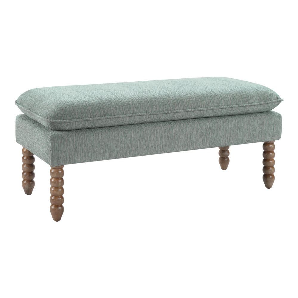 OSP Home Furnishings Selina Pillow Top Bench in Mist Fabric With Rustic ...