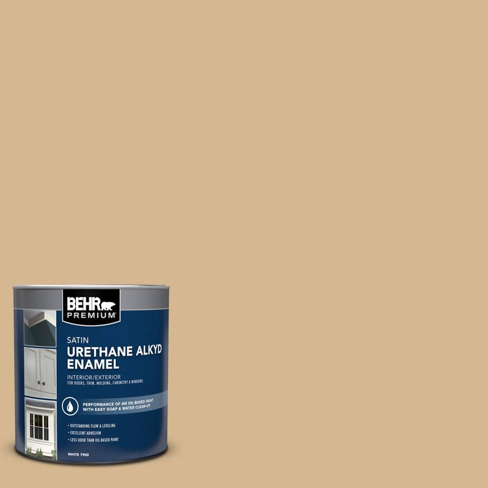 BEHR PREMIUM 1 qt. #320F-4 Desert Camel Satin Enamel Urethane Alkyd ...