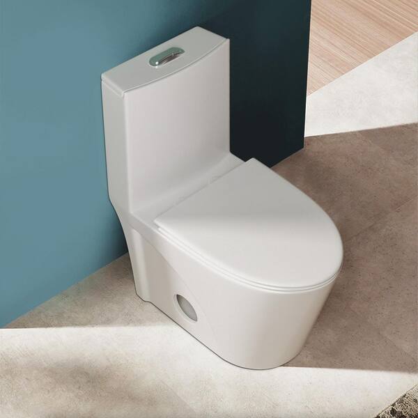 INSTER 1-piece 1.1/1.6 GPF Top Buttom Dual Flush Elongated Toilet in ...