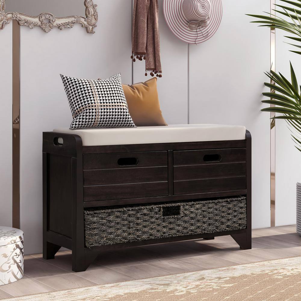 Harper & Bright Designs Espresso Storage Dining Bench with Removable ...