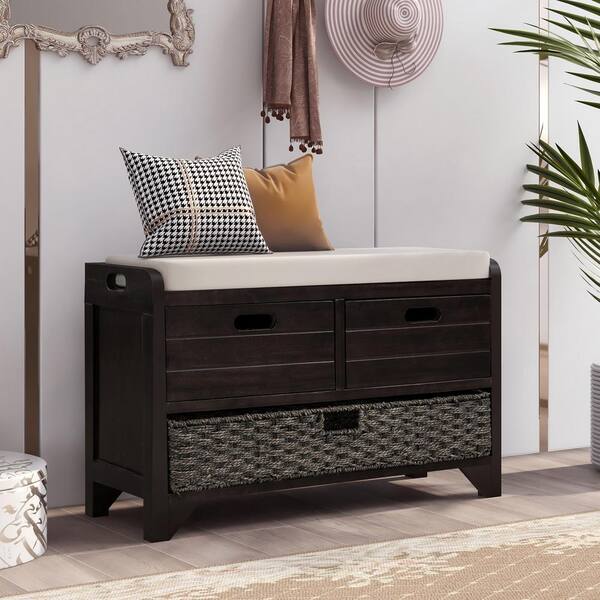 Harper & Bright Designs Espresso Storage Dining Bench with Removable ...