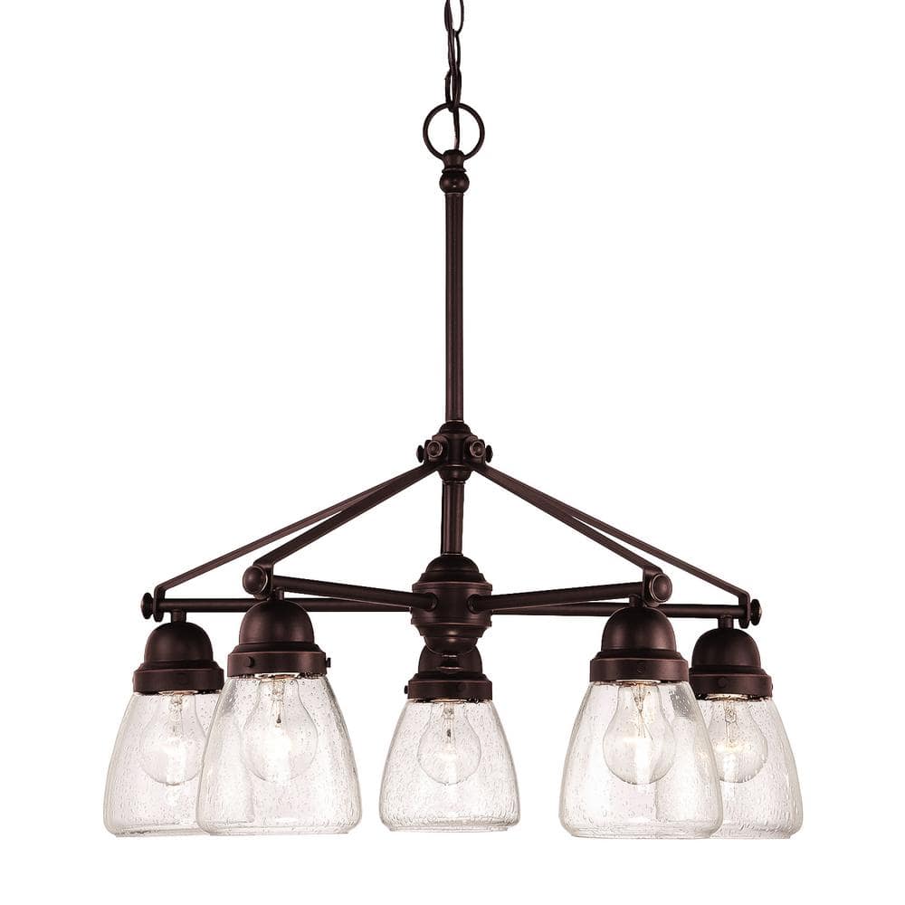 Edvivi Yellowstone 5-Light Oil Rubbed Bronze Chandelier with Seeded ...